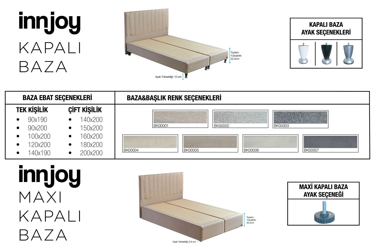 Innjoy Kapalı Baza - Bambi Yatak - Yatak Sanatı | Yatak Fiyatları